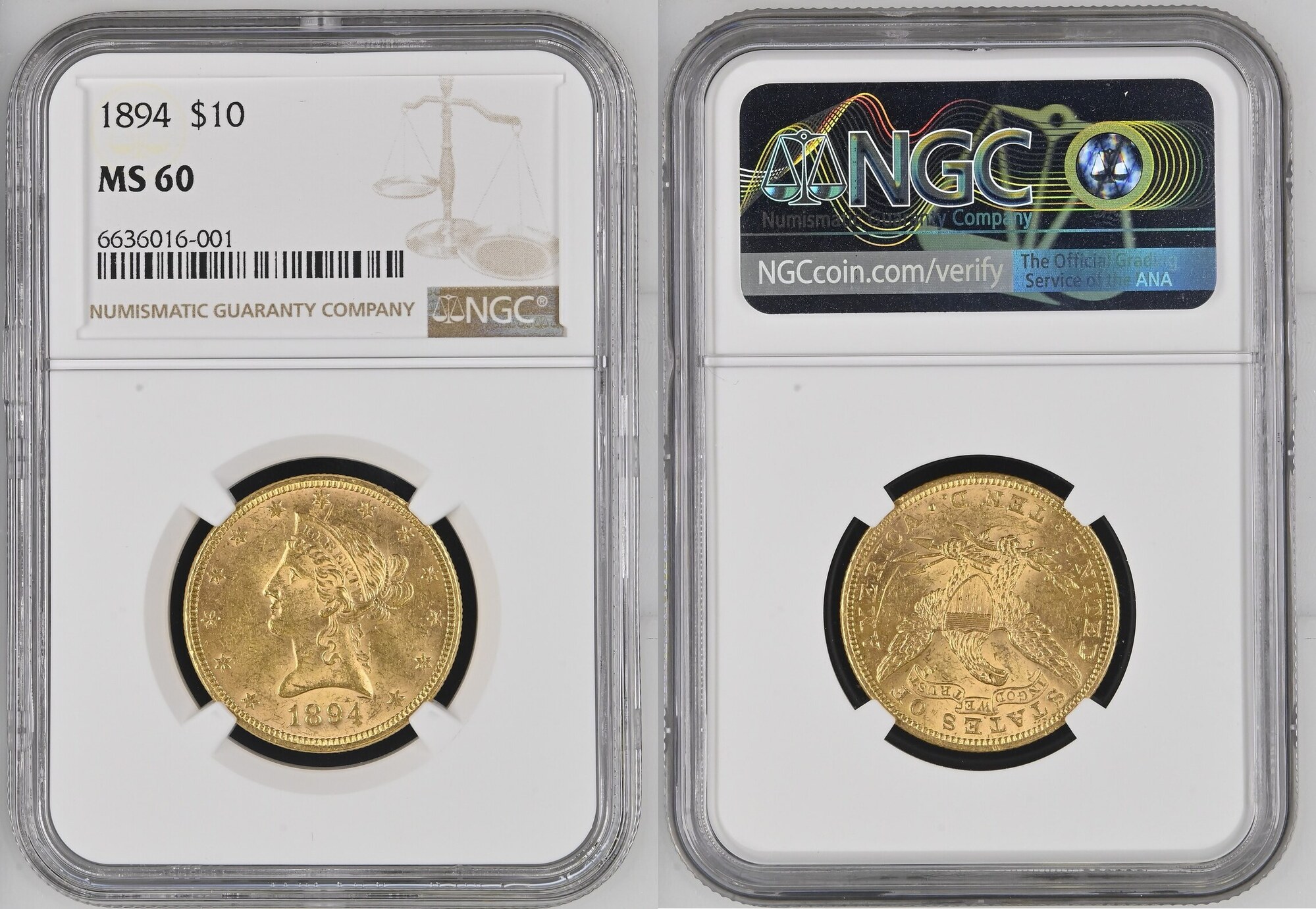 USA $10 EAGLE 1894 NGC MS 60 | MA-Shops