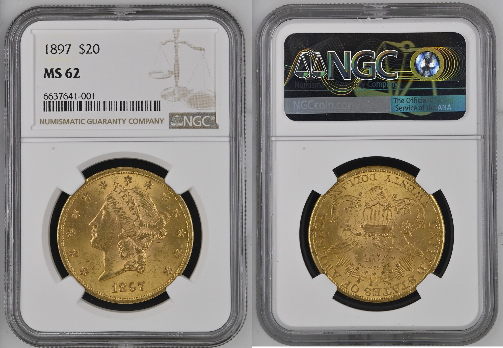 USA $20 DOUBLE EAGLE 1897 NGC MS 62 | MA-Shops