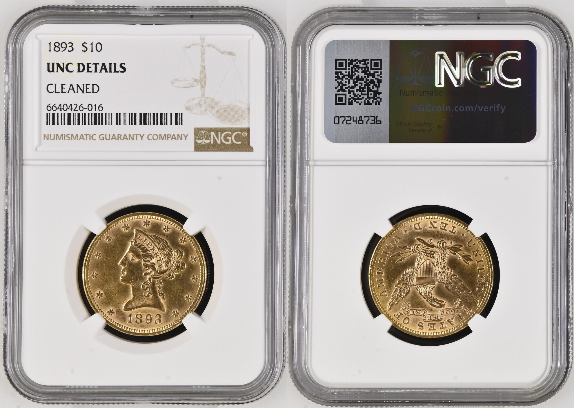 USA $10 EAGLE 1893 NGC UNC Details | MA-Shops