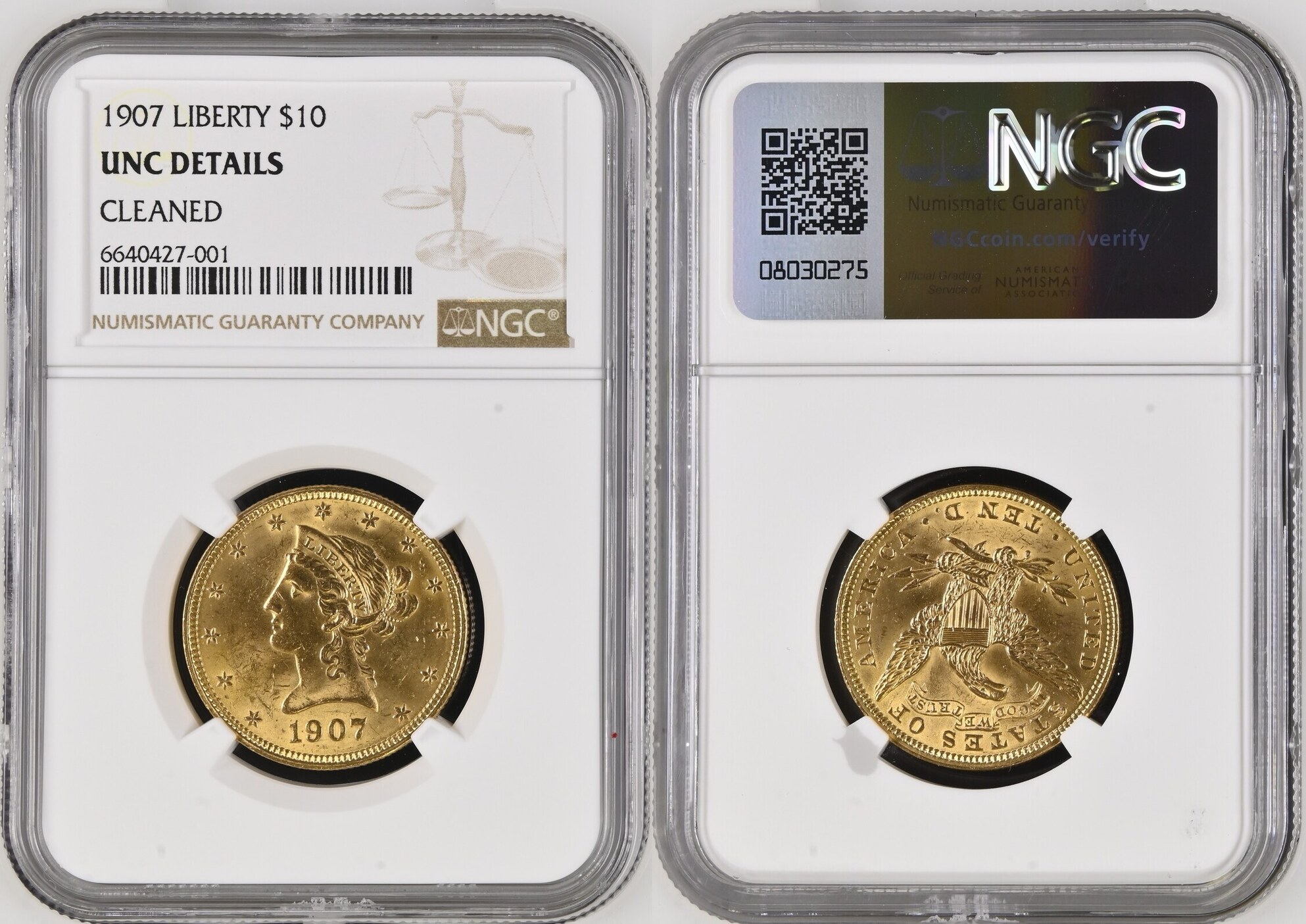 USA $10 EAGLE 1907 NGC UNC Details | MA-Shops