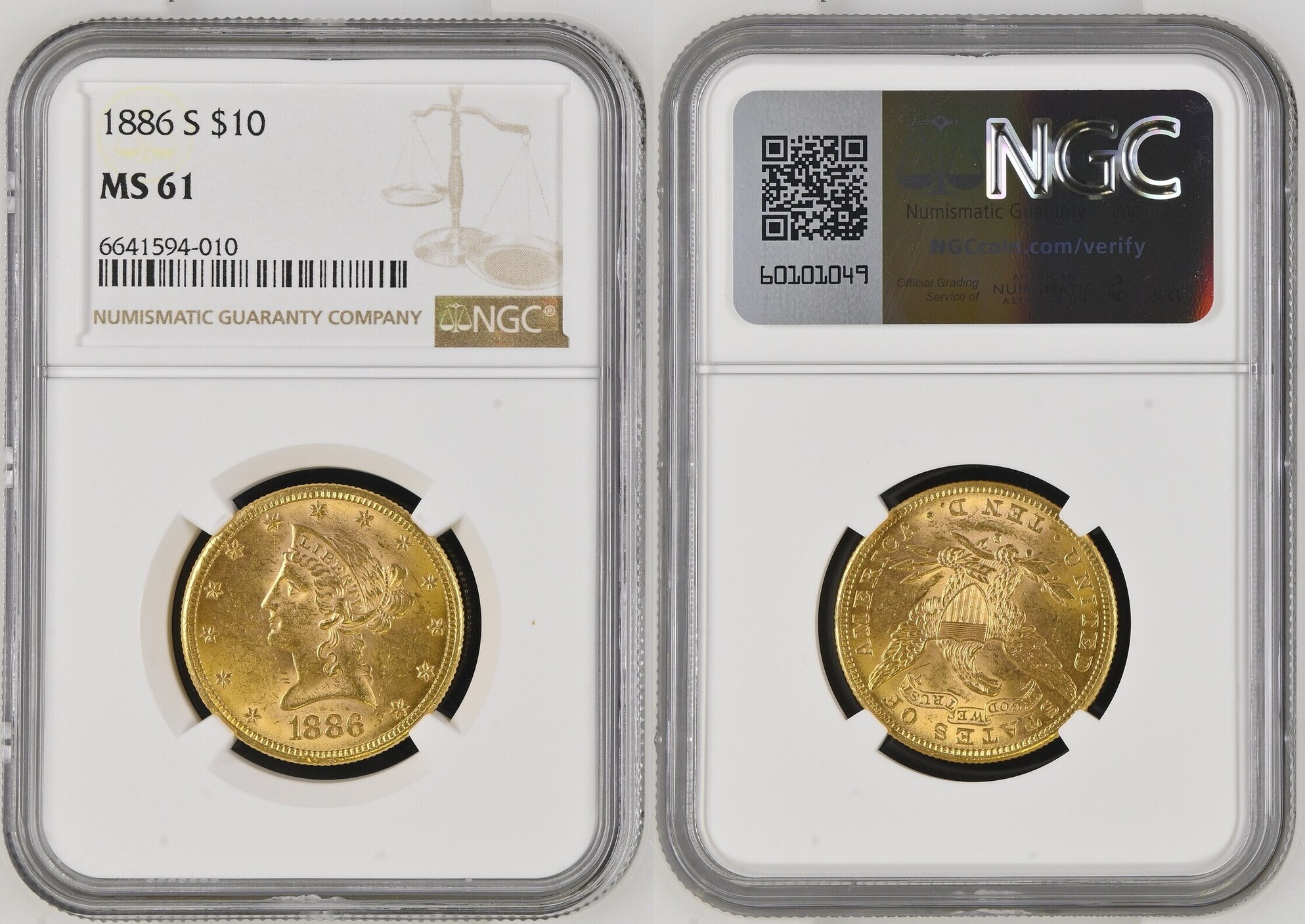 USA $10 EAGLE 1886 NGC MS 61 | MA-Shops
