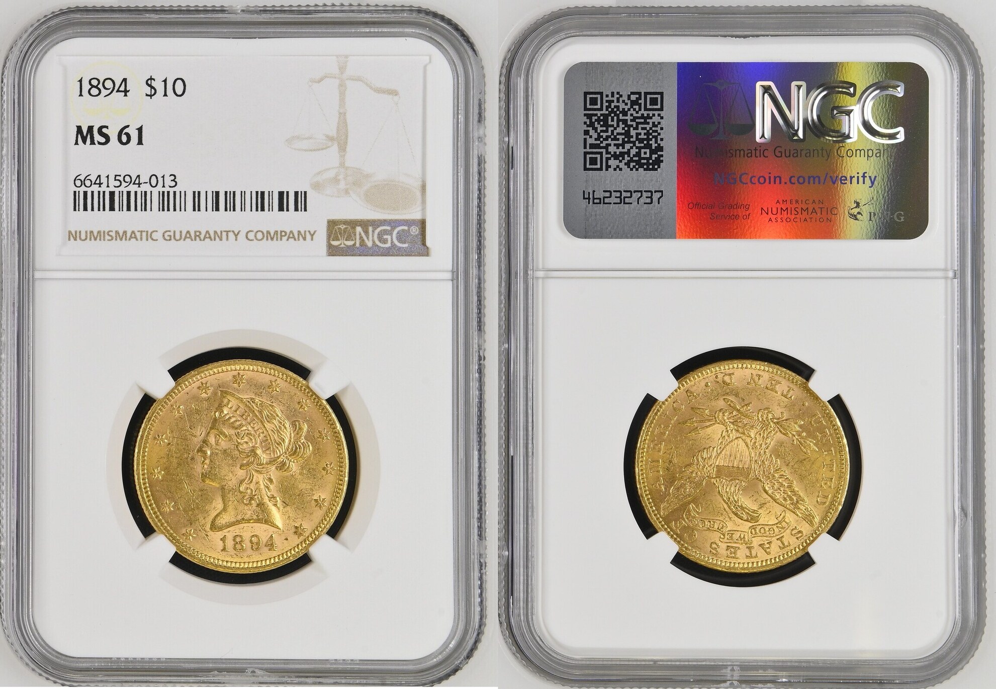 USA $10 EAGLE 1894 NGC MS 61 | MA-Shops