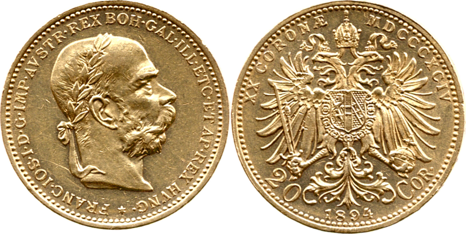 Österreich 20 Kronen 1904 20 Crowns, 20 Koronás, 20 Korona, X CORONAE ...