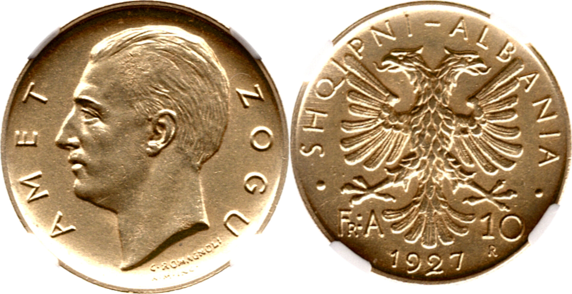 Albanien 10 Franga 1927 R Zog I, Albania First Republic 1925-1928, AMET ...