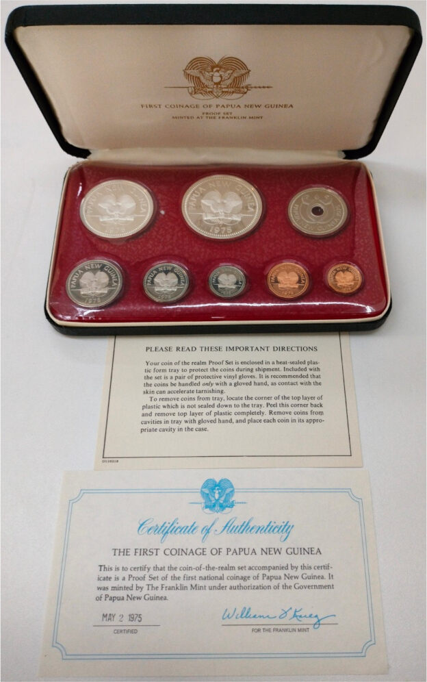 Papua-Neuguinea 1 Toea - 10 Kina 1975 Kursmünzenset, Exton, KMS Proof ...