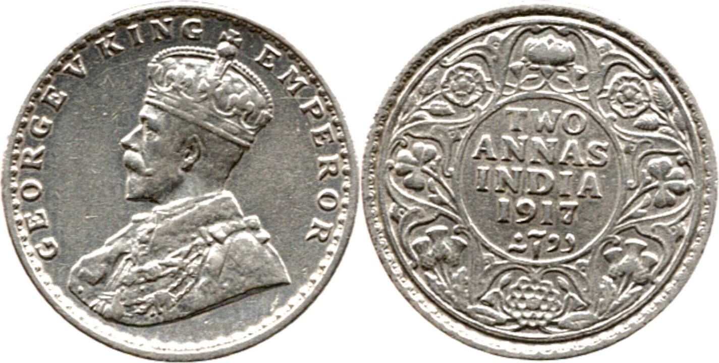Britisch-Indien 2 Annas 1917 Georg V. (1910-1936) VF-EF (SS-VZ) | MA-Shops