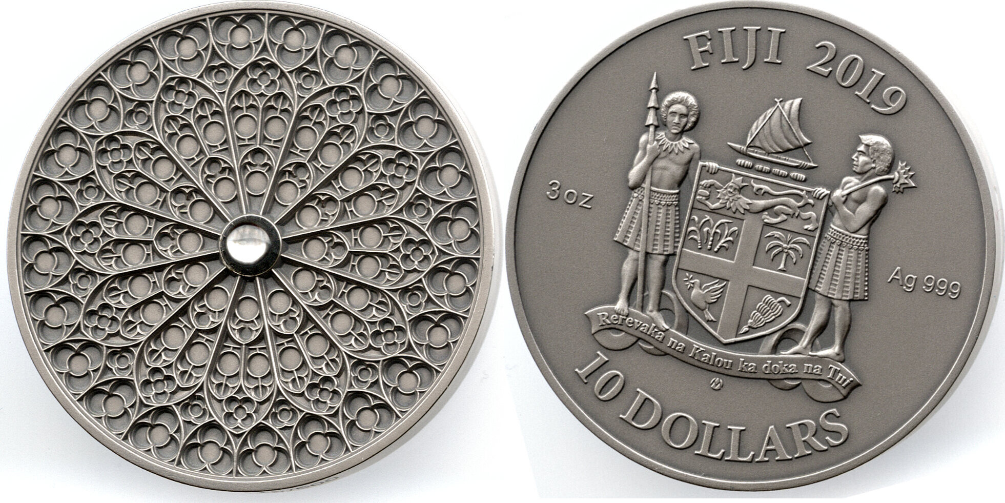 Fiji 10 Dollar 2019 GOTHIC Mandala Art, Notre Dame, neuwertig in OVP ...