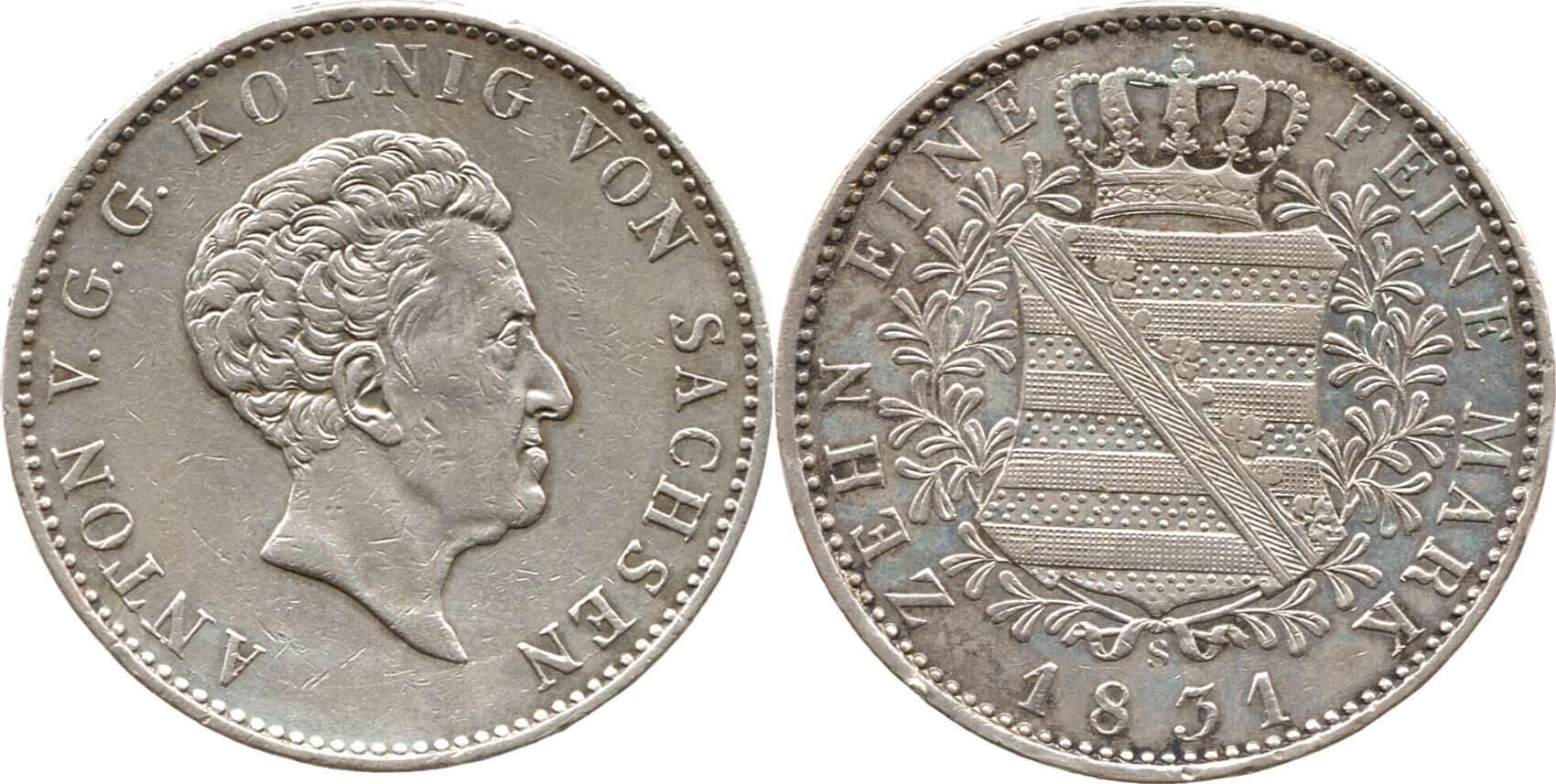Sachsen-Albertinische Linie 1 Taler 1831 10 Eine Feine Mark, S. Anton ...