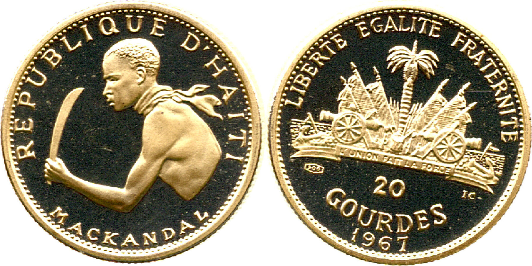 Haiti 20 Gourdes 1967 10 Jahre Revolution - Mackandal, Arezzo ...