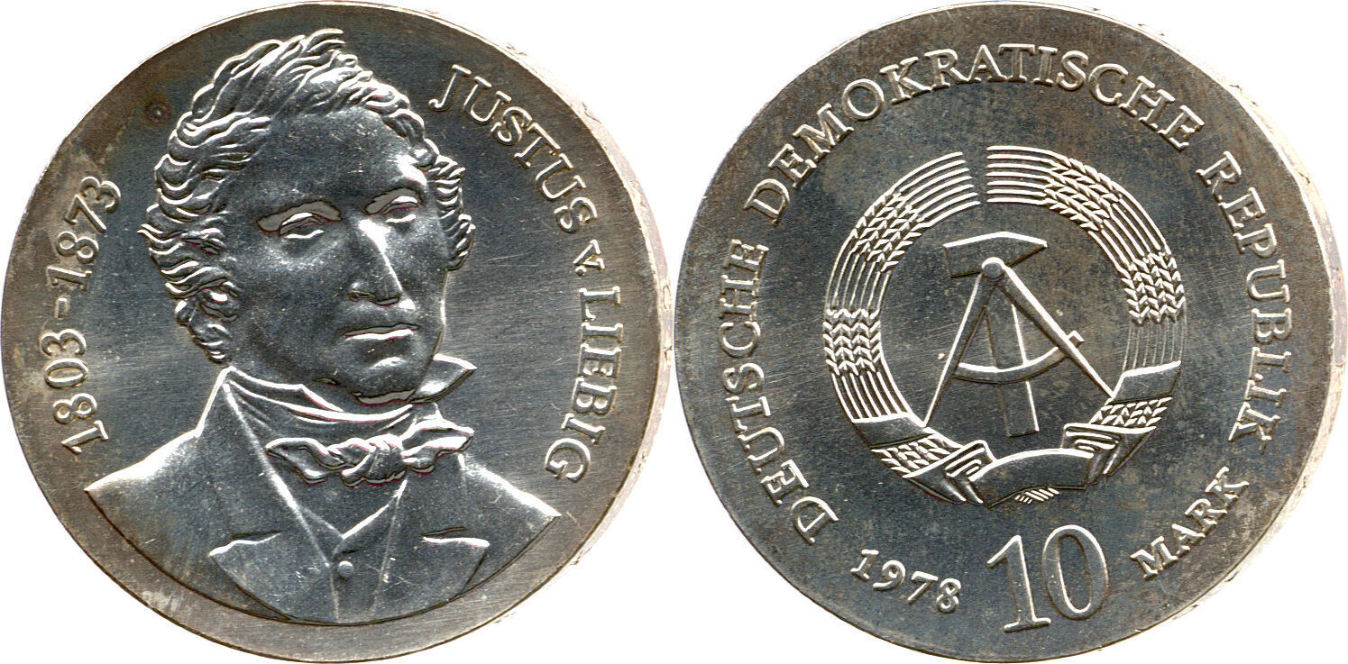 Deutsche Demokratische Republik / DDR 10 Mark 1978 Justus von Liebig ...
