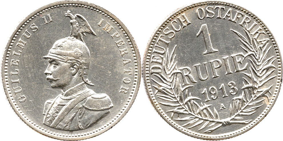 1 Rupie 1913 A GUILELMUS II IMPERATOR, DEUTSCH OSTAFRIKA, Wilhelm II ...