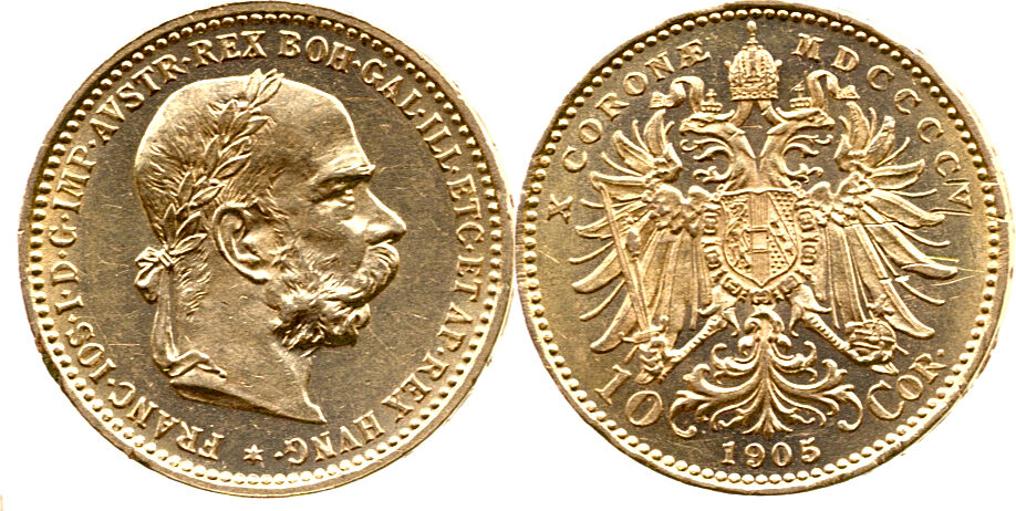 Österreich 10 Kronen 1905 KB 10 Crowns, 10 Koronás, 10 Korona, X ...
