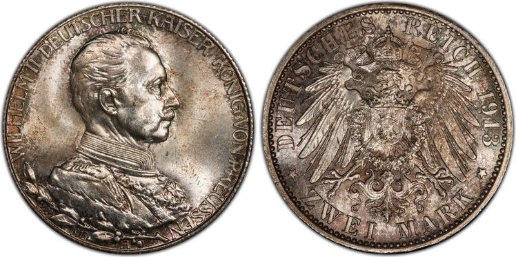 Preußen 2 Mark 1913 A Wilhelm II. 1888-1918. PCGS MS66 | MA-Shops