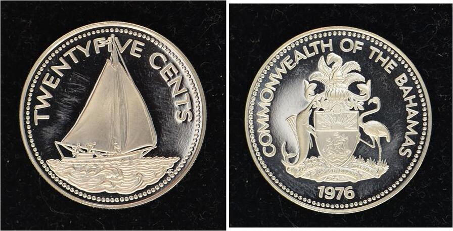 Bahamas 25 Cents 1976 Elizabeth seit 1952. Proof | MA-Shops