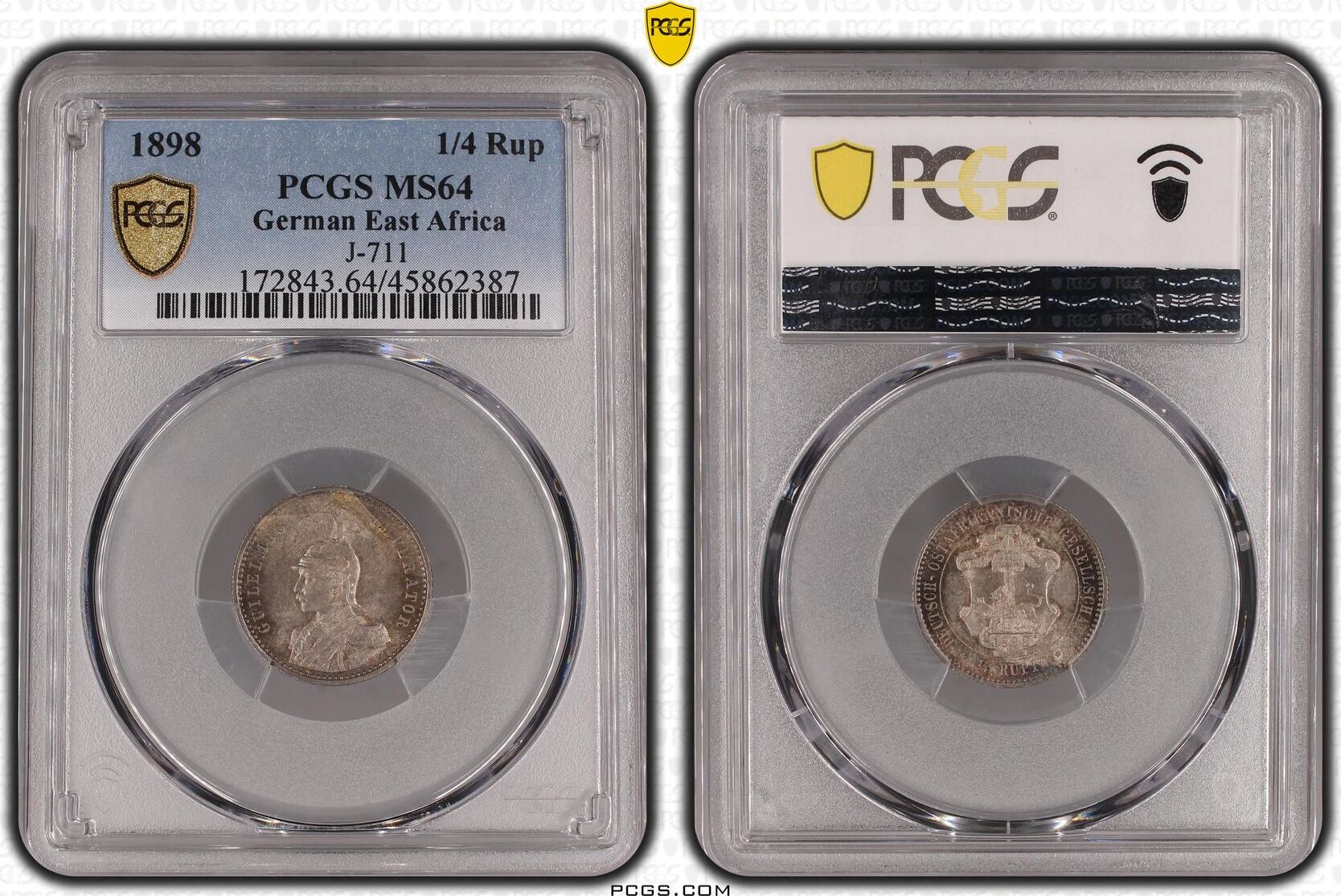 Deutsch Ostafrika 1/4 Rupie 1898 PCGS MS64 | MA-Shops