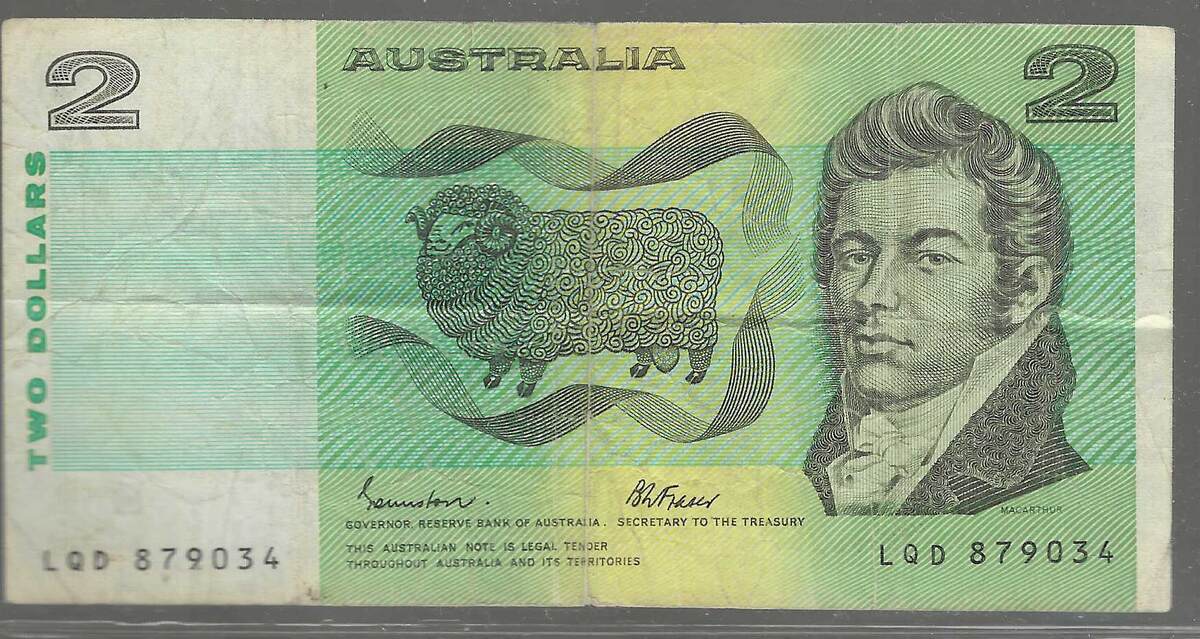 AUSTRALIA. 2 Dollars. (1985) JOHN MACARTHUR/WILLIAM FARRER. Serie:LQD ...