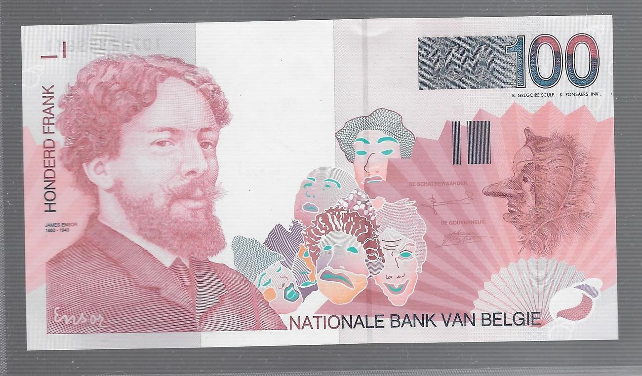 BELGIQUE 100 FRANCS/FRANK (1995) James Ensor. Serie: 107. fast NEU | MA ...