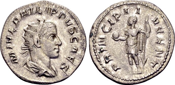 Roman Imperial Philippus II Caesar 244-247, AR Antoninianus (22mm, 4.02 ...