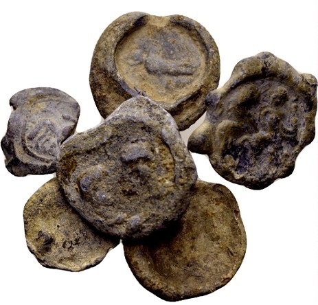 Roman Imperial Lot of 6 Roman Lead Seals with different imagery circa ...