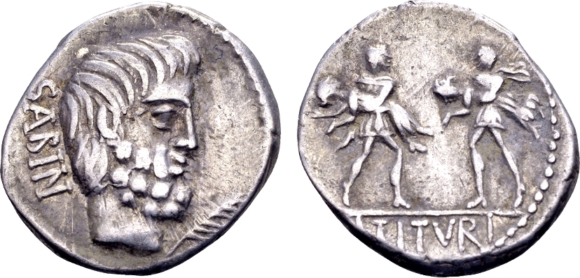 Roman Republic. L. Titurius Sabinus, AR Denarius (19mm, 4.02 gram) Rome ...