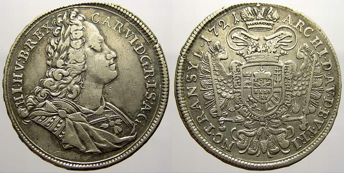 Haus Habsburg 1/2 Taler 1721 Karl VI. 1711-1740. Selten. VF+ | MA-Shops
