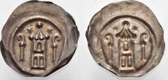 Schweiz-Basel, Bistum Turmpfennig. um 1260 Berthold II. von Pfirt 1249 ...