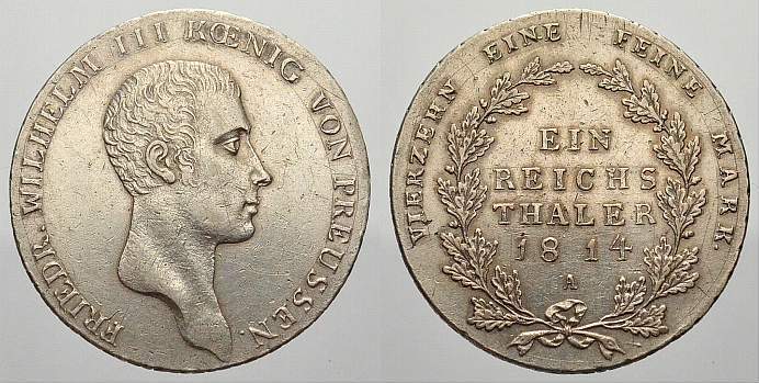 Brandenburg-Preußen Taler 1814 A Friedrich Wilhelm III. 1797-1840 ...