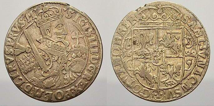 Polen Ort (1/4 Taler) 1622 Sigismund III. 1587-1632. Kl ...