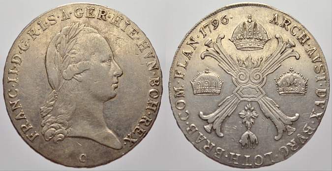 Haus Habsburg Kronentaler 1796 C Franz II. (I.) 1792-1835. VF+ / EF | MA-Shops
