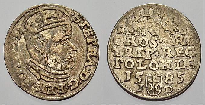 Polen 3 Gröscher 1 1585 N Stephan Báthory 1576-1586. VF | MA-Shops