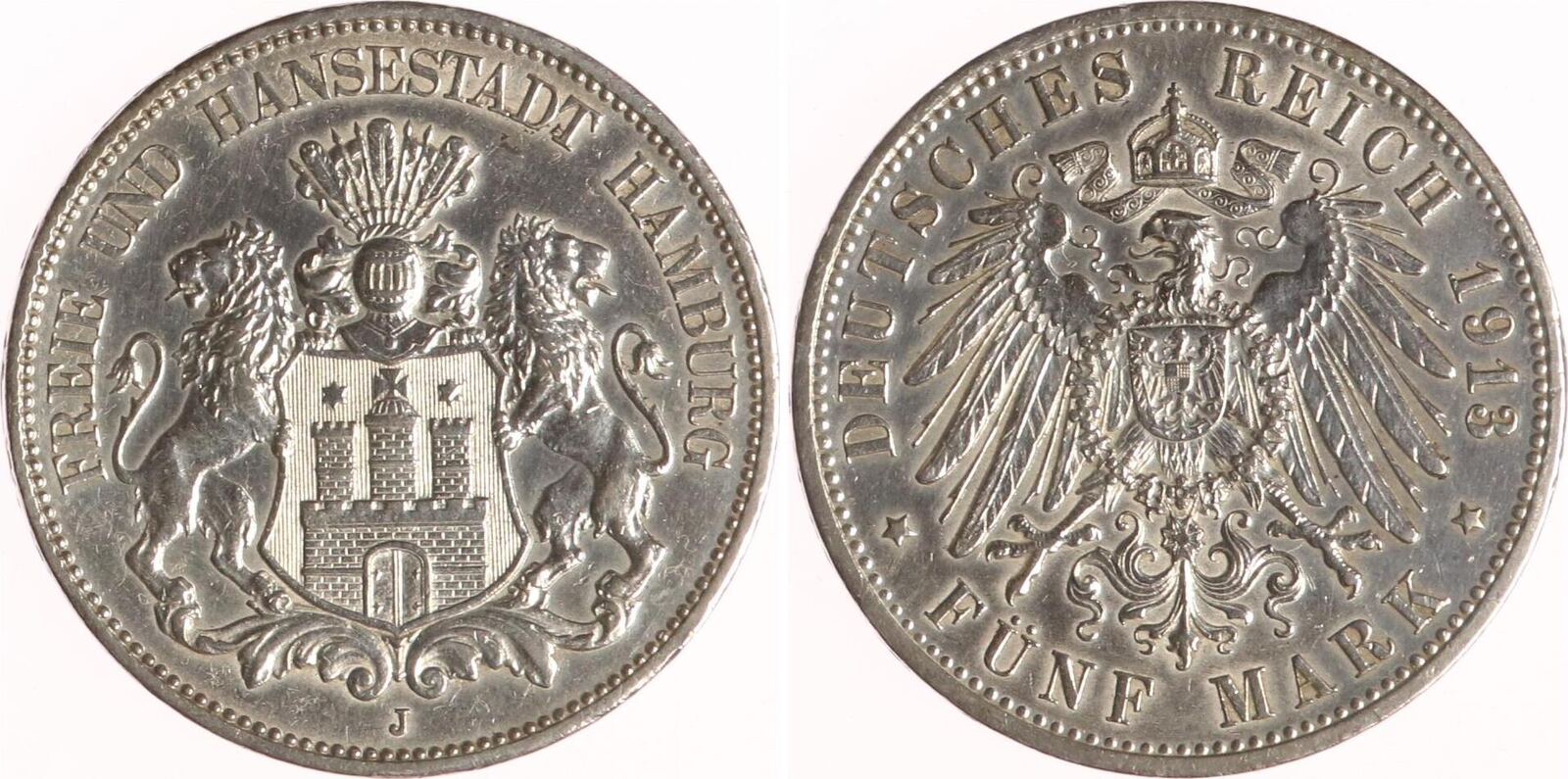 Hamburg 5 Mark 1913 J VF-EF | MA-Shops