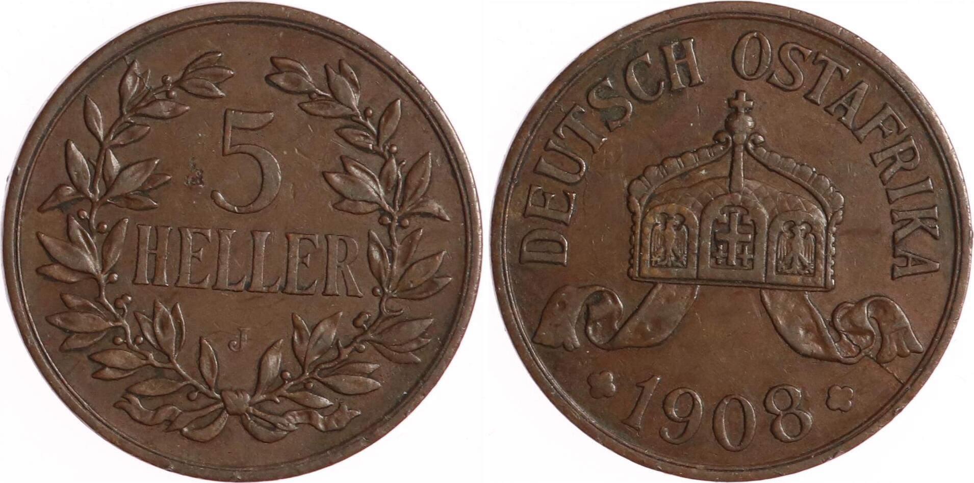 Deutsch-Ostafrika 5 Heller 1908 J VF-EF | MA-Shops