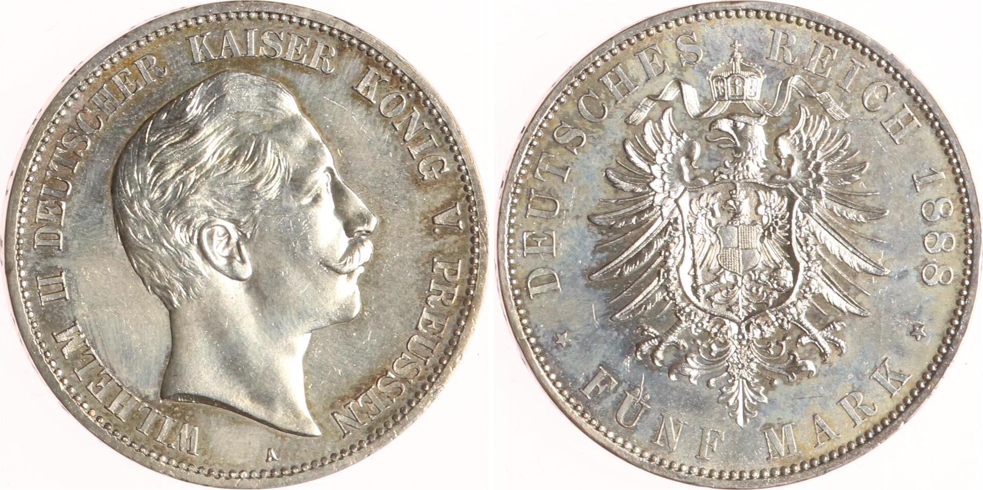 Preussen 5 Mark 1888 A Wilhelm II. 1888-1918. UNC- | MA-Shops