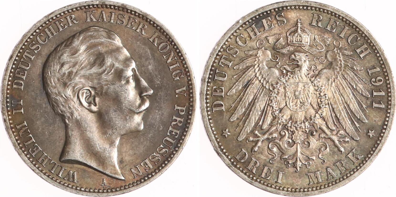 Preussen 3 Mark 1911 A Wilhelm II. 1888-1918 UNC | MA-Shops