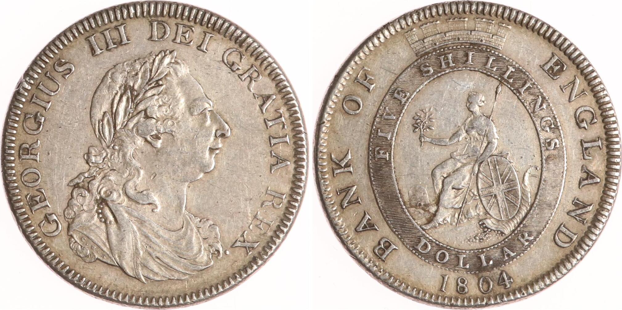 Großbritannien Bank Dollar zu 5 Shillings 1804 Georg III. 1760-1820. VF ...