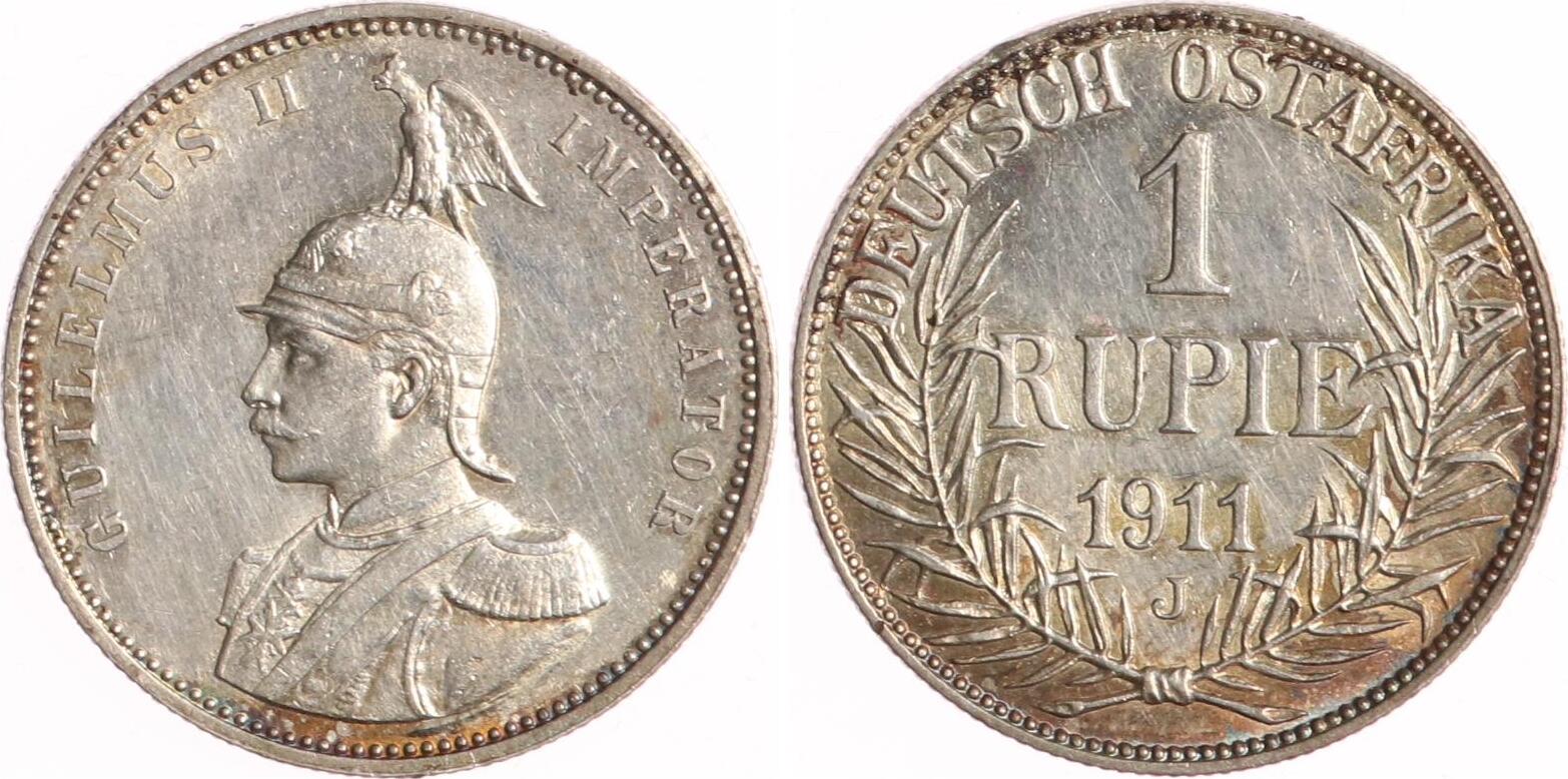 Deutsch-Ostafrika 1 Rupie 1911 J VF-EF | MA-Shops