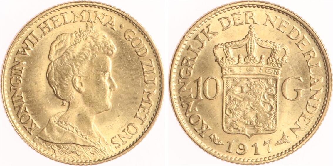 Niederlande 10 Gulden 1917 Wilhelmina 1890-1948. UNC- | MA-Shops