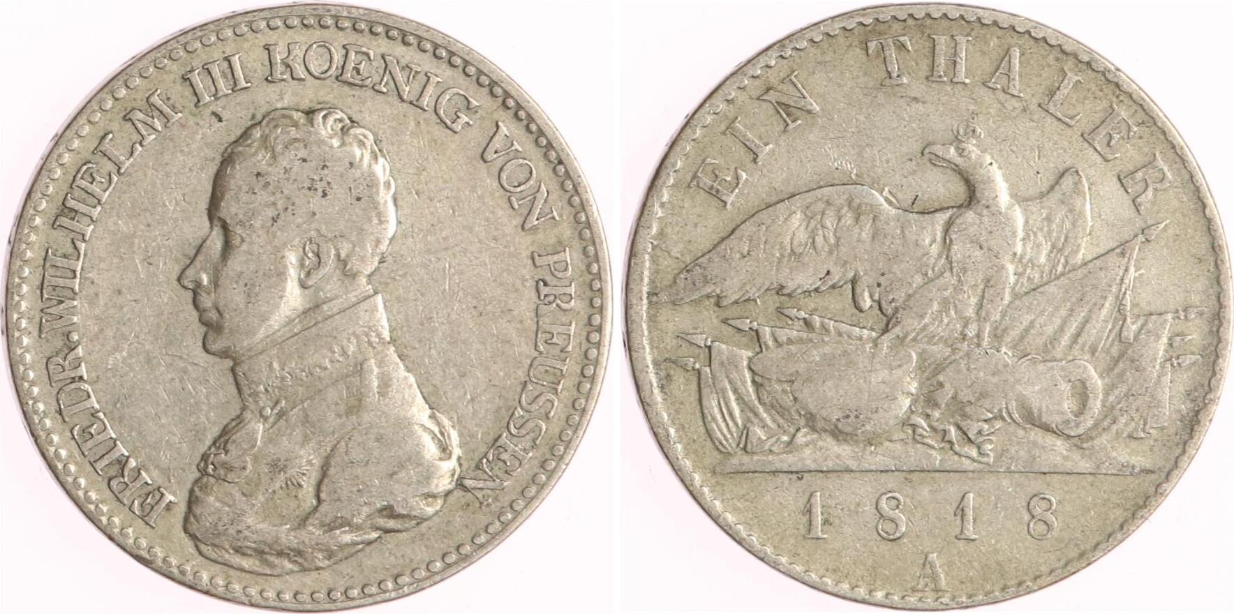Preussen Taler 1818 A Friedrich Wilhelm III. 1797-1840. VF | MA-Shops