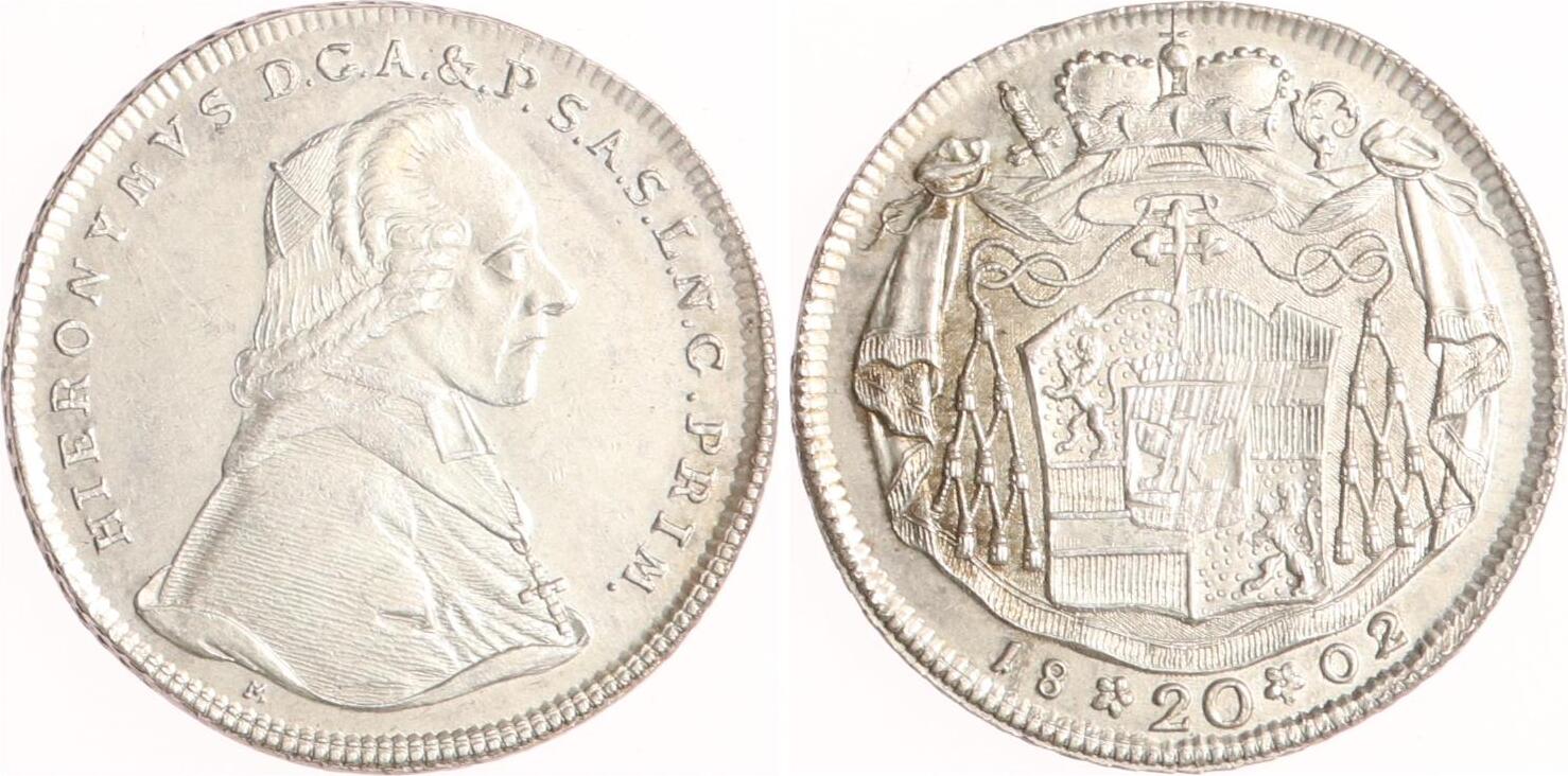 Salzburg, Erzbistum 20 Kreuzer 1802 Hieronymus von Colloredo 1772-1803 ...