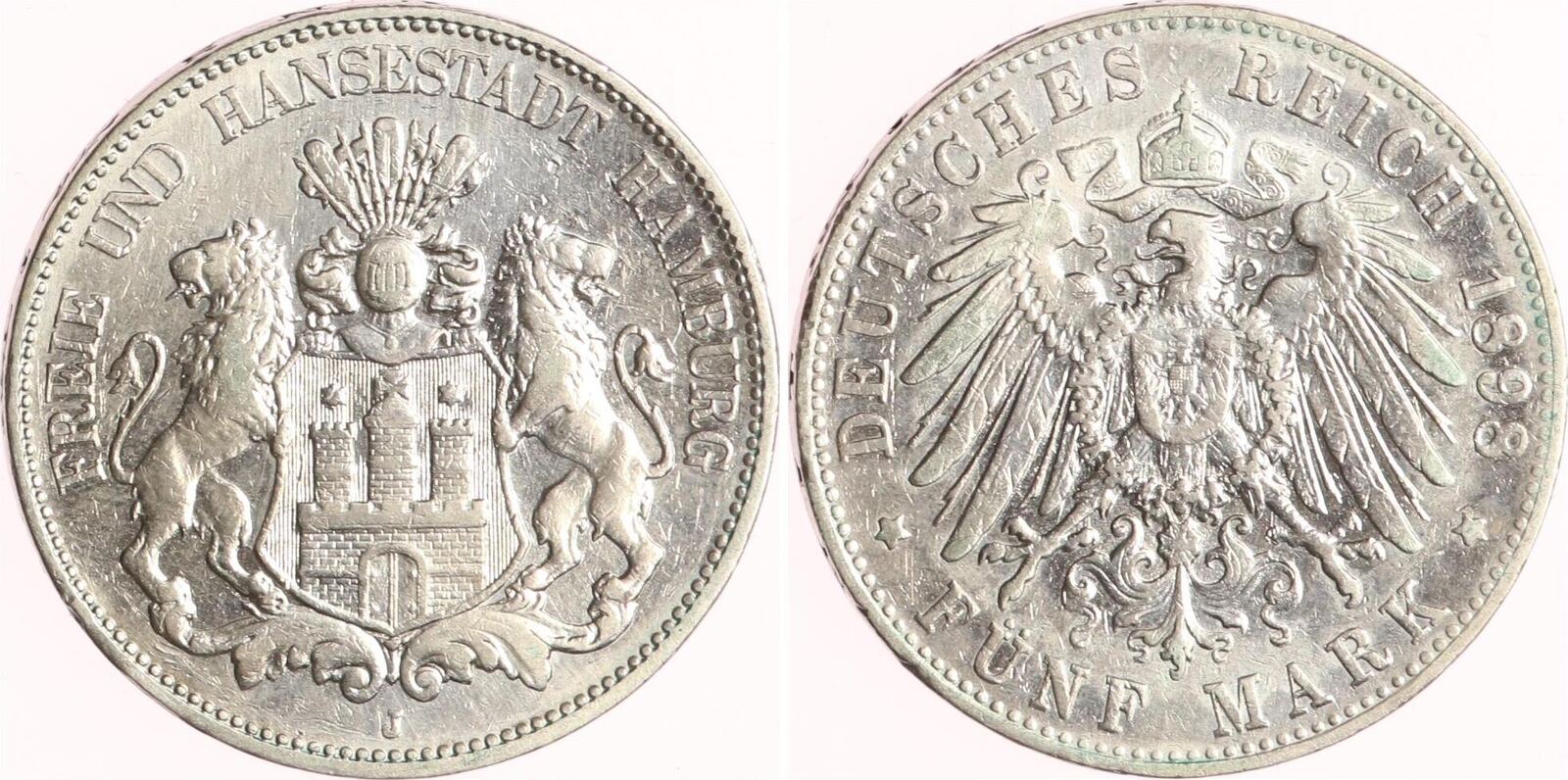 Hamburg 5 Mark 1898 J VF | MA-Shops