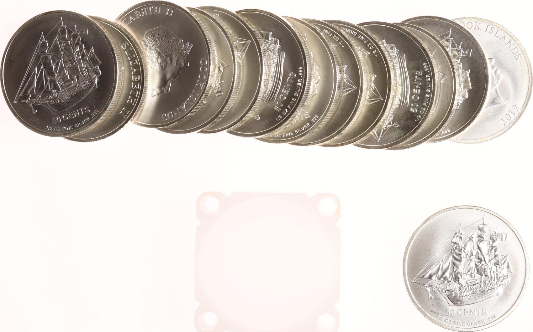 Cook Islands 15 x 50 Cents 2012 Segelschiff - Tube. BU | MA-Shops