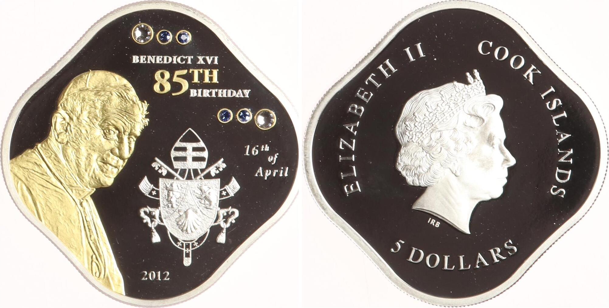 Cook Islands 5 Dollars 2012 Papst Benedikt XVI. Proof | MA-Shops