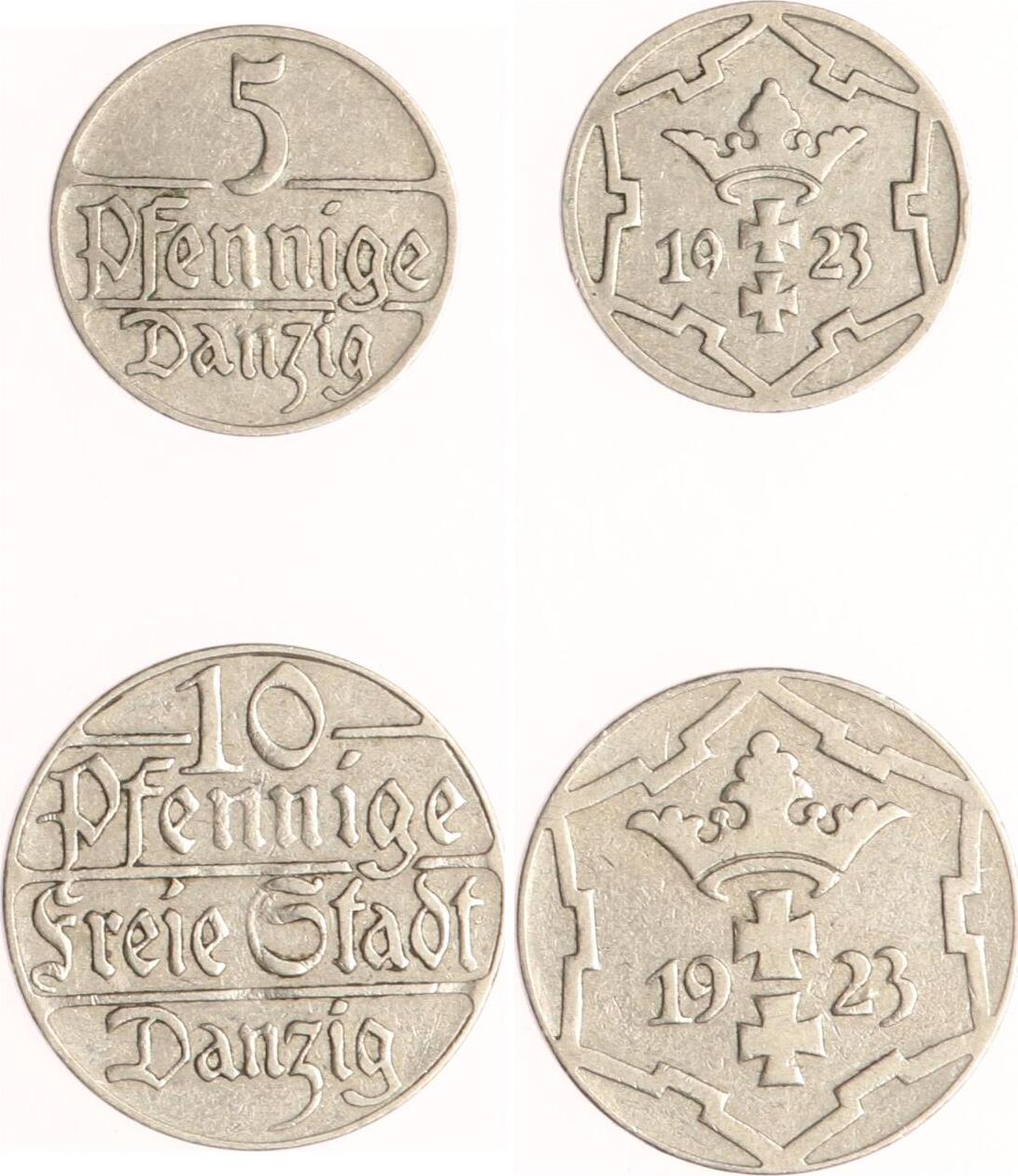 Danzig 5 Pfennig, 10 Pfennig 1923 (A) VF-EF | MA-Shops