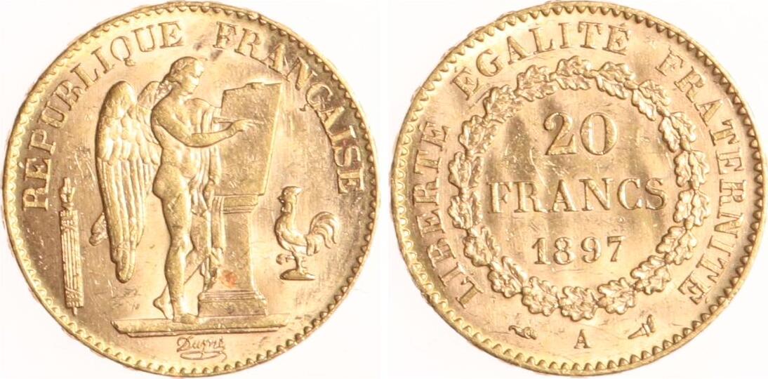Frankreich 20 Francs 1897 A Dritte Französische Republik. UNC- | MA-Shops