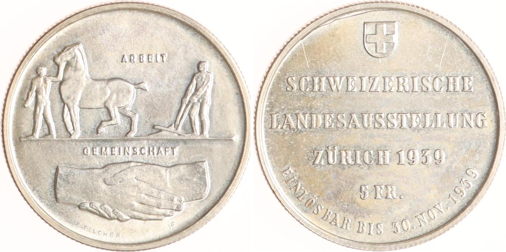 Schweiz 5 Franken 1939 Landesausstellung. UNC- | MA-Shops