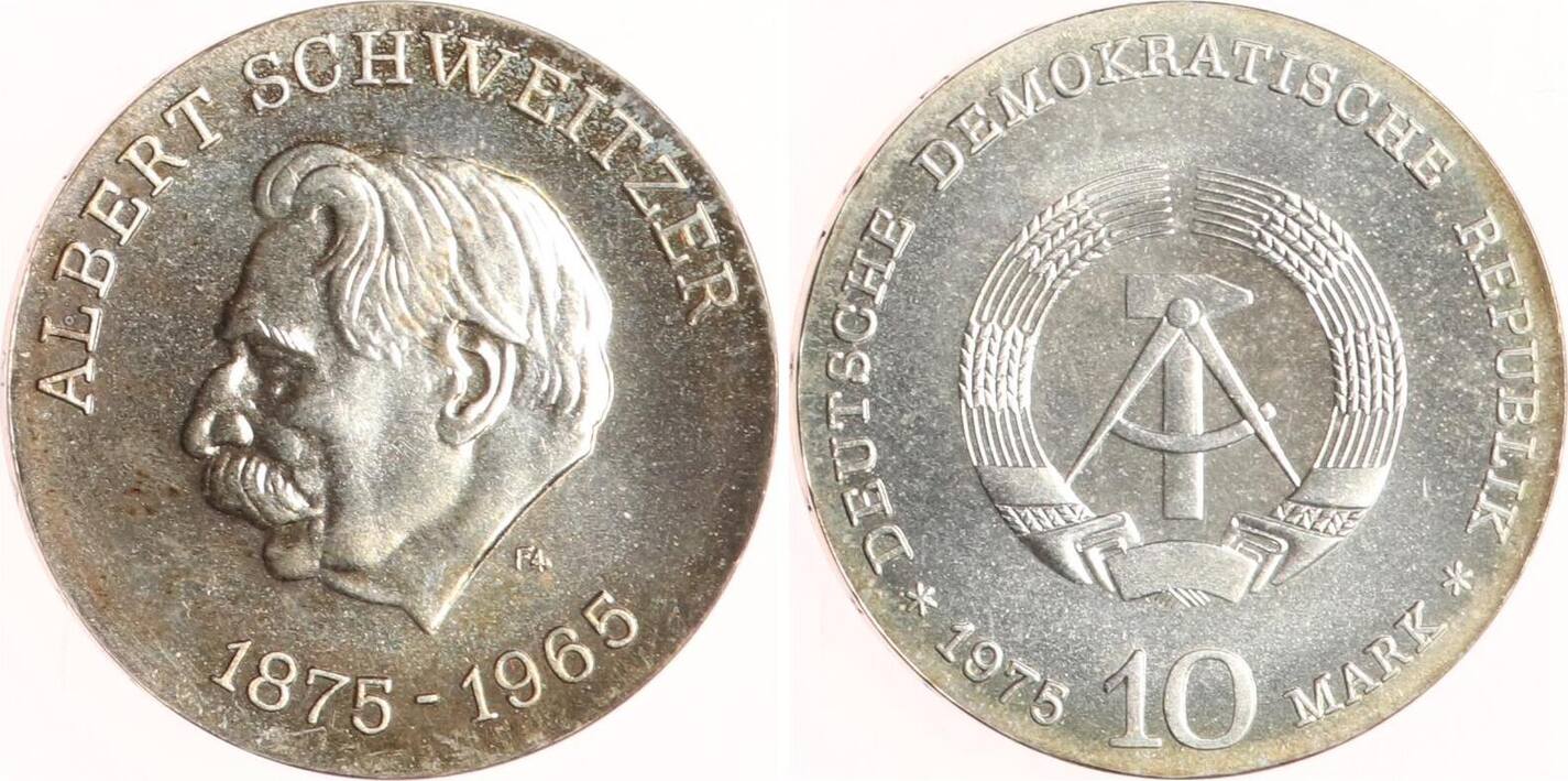 DDR 10 Mark 1975 (A) Albert Schweitzer. CH UNC | MA-Shops