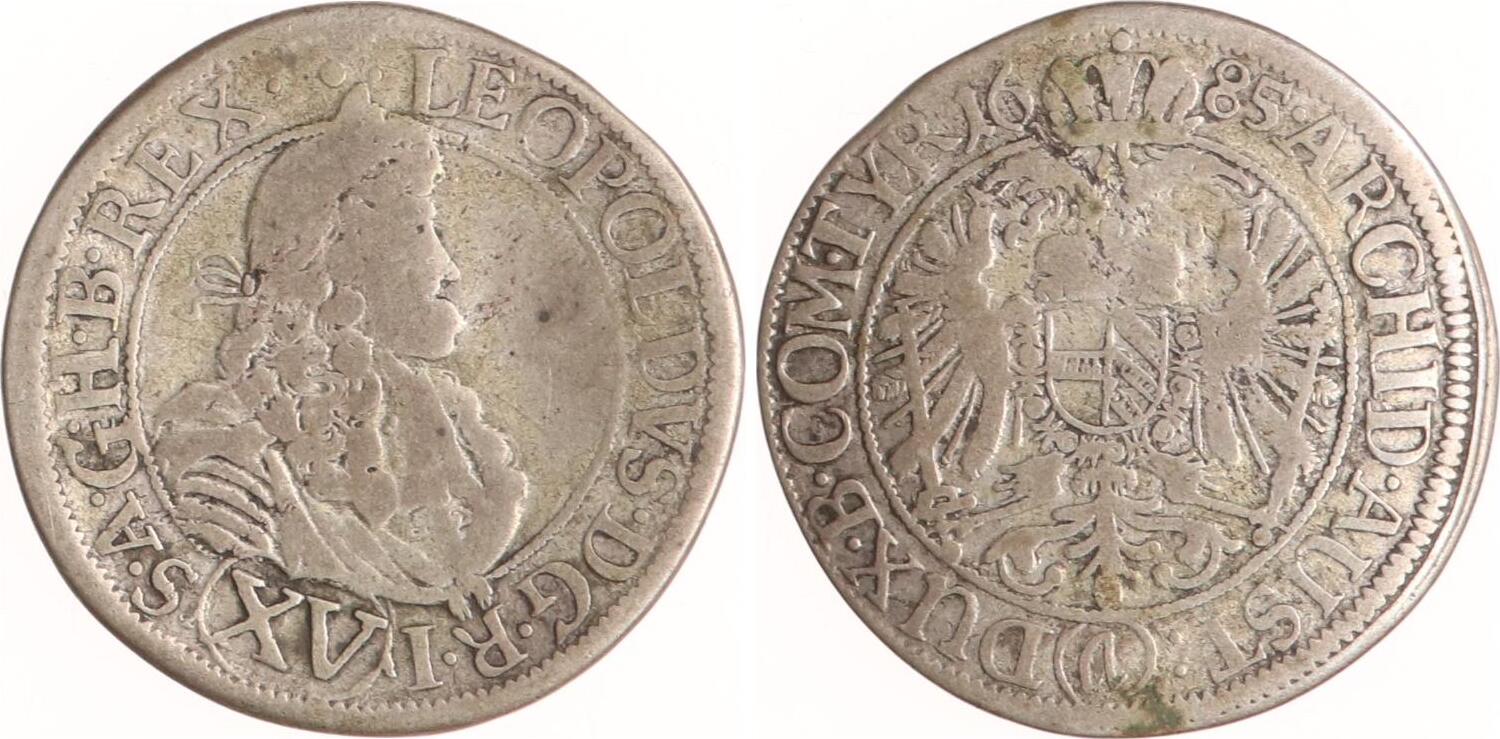Römisch-Deutsches-Reich 15 Kreuzer 1685 Leopold I. 1657-1705. F/VF | MA-Shops