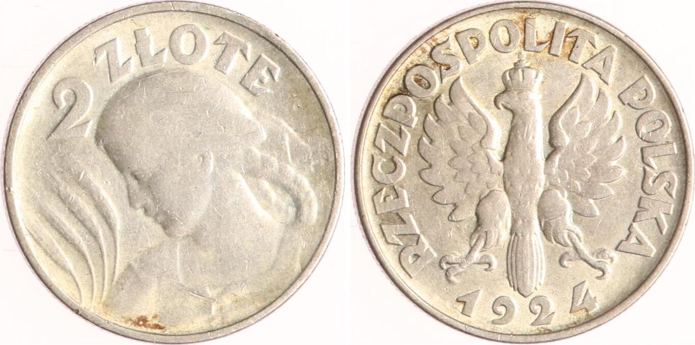 Polen 2 Zlote 1924 Republik 1919-1939. VF+ | MA-Shops