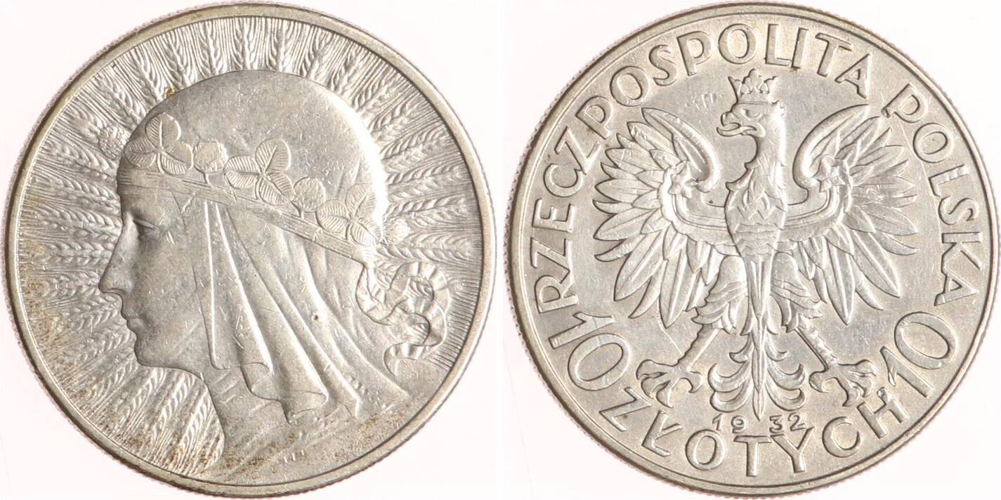 Polen 10 Zlotych 1932 Republik 1919-1939. VF | MA-Shops