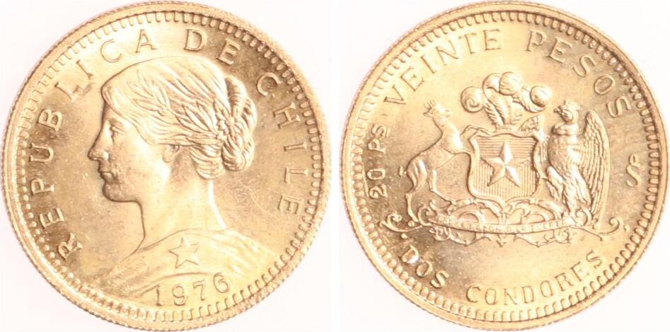 Chile 20 Pesos 1976 UNC- | MA-Shops